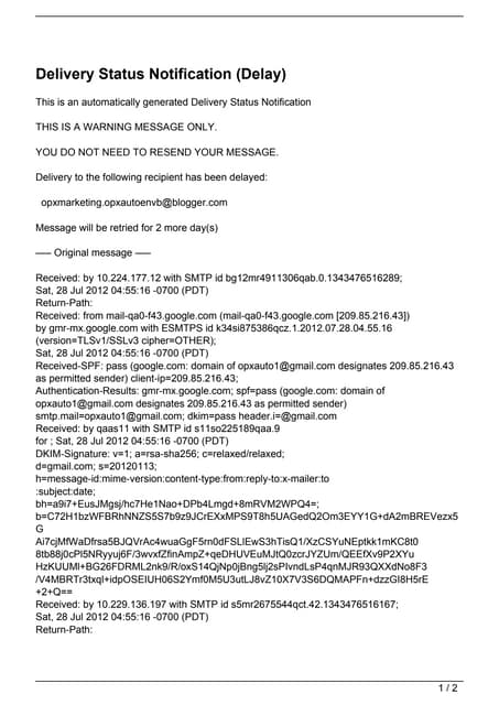 Delivery Status Notification (Failure) | PDF