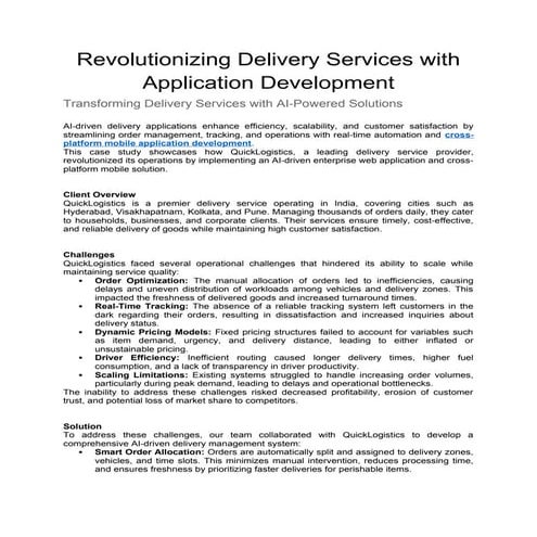 Revolutionizing Delivery Services with Application Development | DOCX