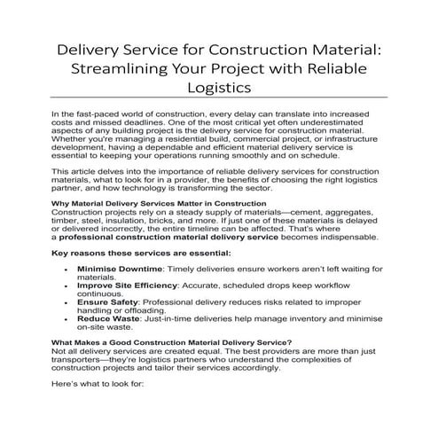 Delivery Service for Construction Material-Streamlining Your Project with Reliable Logistics.pdf