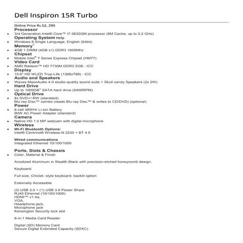 Dell laptop details | PDF