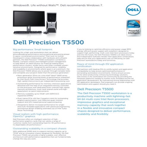 dell precision t5500 specsheet & youer computer | PDF