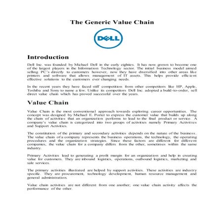 Dell value chain analysics model | DOCX