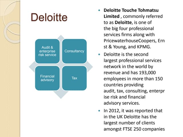 William welch deloitte and big 2 accountancy firms | PPTX