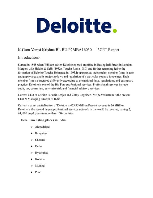 Deloitte presentation | PPTX | Business Accounting & Finance | Business