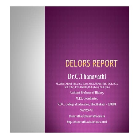 DELOR’S COMMISSION REPORT: FOUR PILLARS OF EDUCATION | PDF