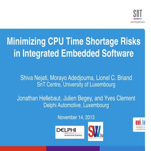 Minimizing CPU Shortage Risks in Integrated Embedded Software | PPT