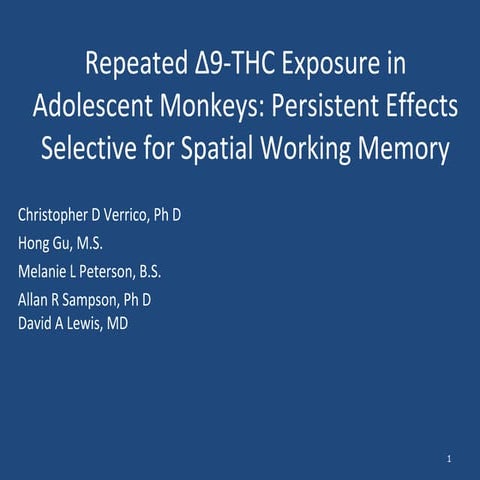 Journal Club: Repeated Δ9-THC Exposure in Adolescent Monkeys ...