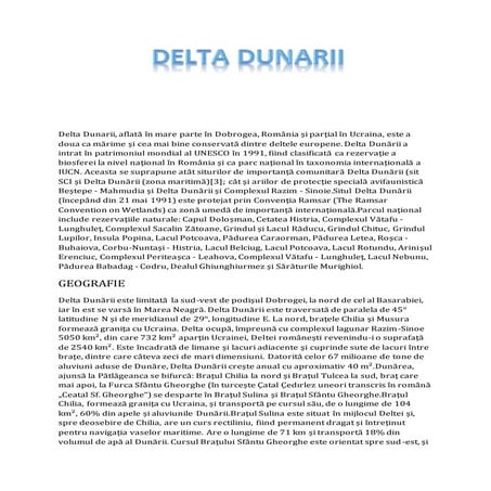 Proiect delta dunarii | PPT