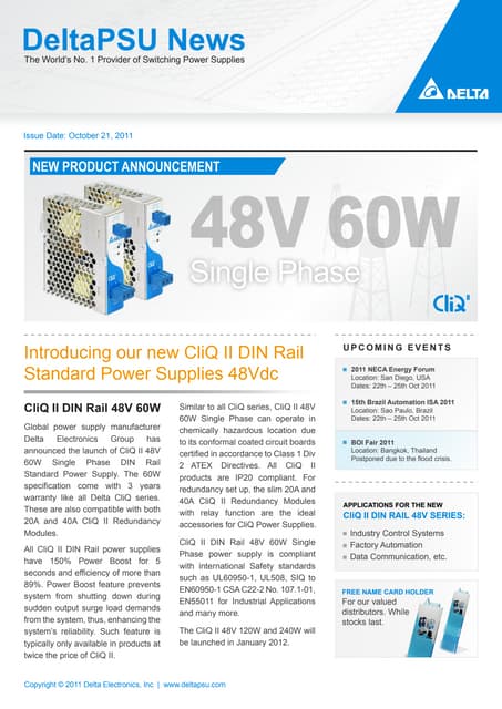 New CliQ II DIN Rail Power Supply 48V 120W | PDF