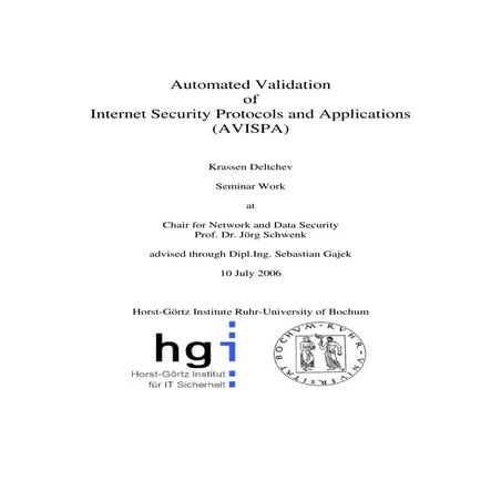 Automated Validation of Internet Security Protocols and Applications (AVISPA) | PDF