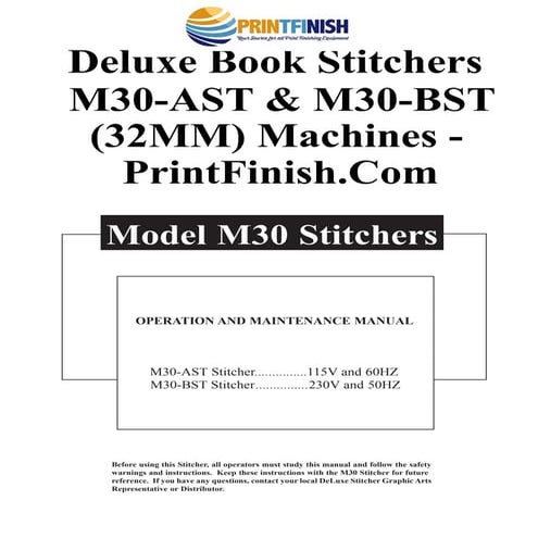 Deluxe Book Stitchers M30-AST & M30-BST (32MM) Machines - Printfinish.com