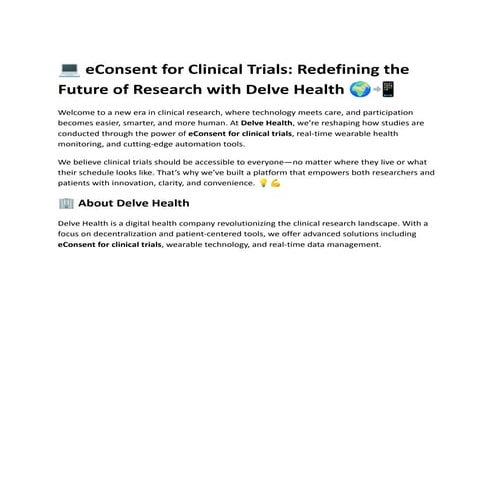 💻 eConsent for Clinical Trials: Redefining the Future of Research with ...