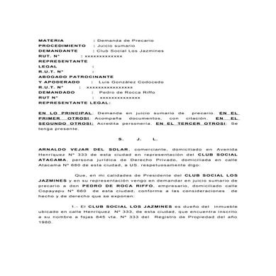 Demanda de precario (uda) | DOC