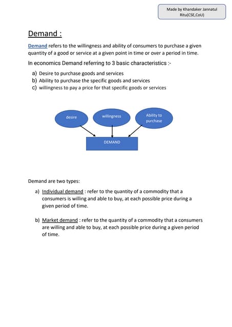 Demand ,supply and market equilibrium in the market | PPT