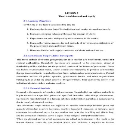 DEMAND AND SUPPLY.docx Notes for Economics | PDF