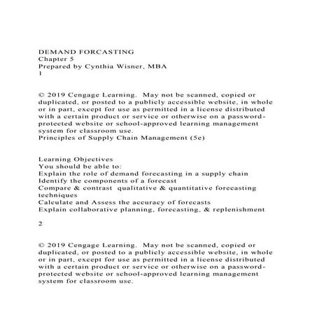 DEMAND FORCASTINGChapter 5Prepared by Cynthia Wisner, MBA1.docx