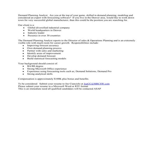 Demand planning analyst | PDF