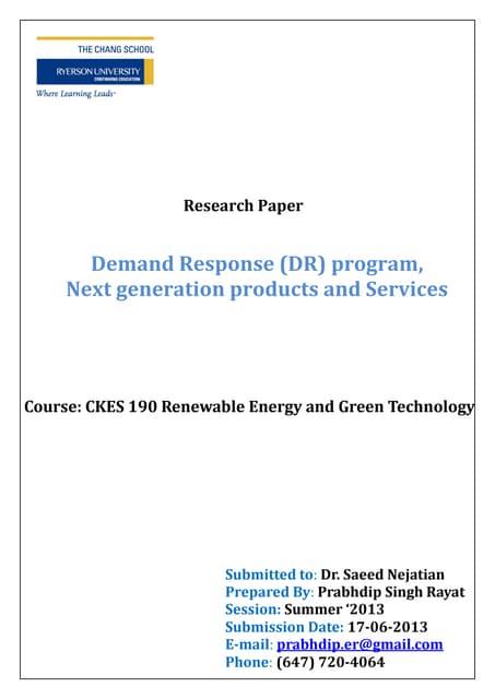 Demand response and the smart grid prabhdip.er