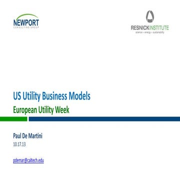 European Utility Week - US Business Utility Models | PPT