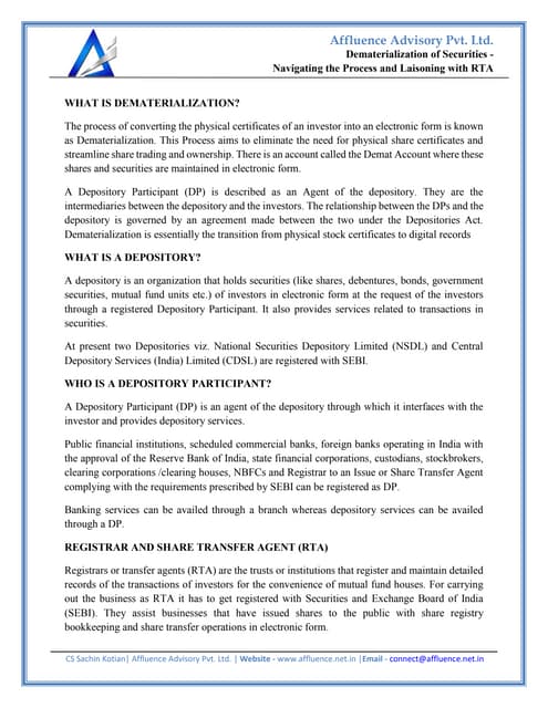 Dematerialization - Physical to Demat Shares.ppt