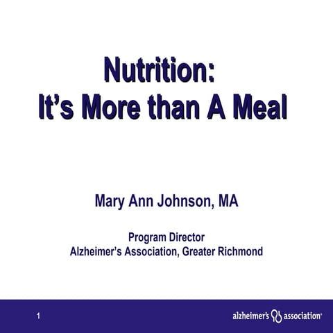 Dementia and nutrition | PPT