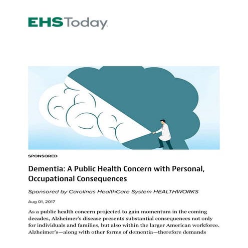 Dementia: A Public Health Concern with Personal, Occupational ...