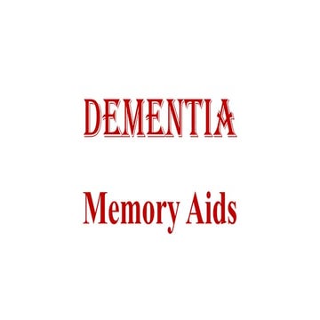 Dementia -Memory Aids To Improve Memory | PDF