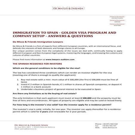 New regulations 2015: Immigration to Spain - Golden Visa Program ...