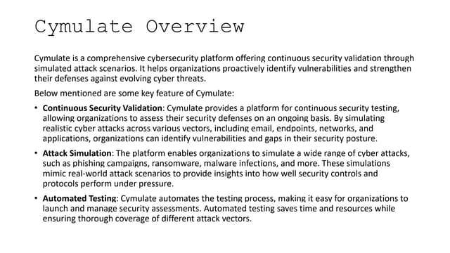Cymulate Breach And Attack Simulation Pptx Computing