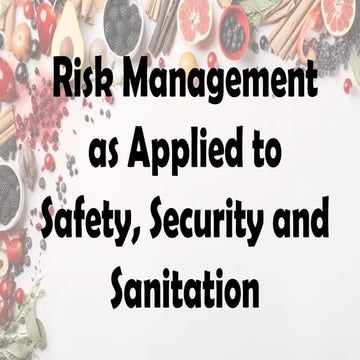 risk management as applied to food safety | PPTX