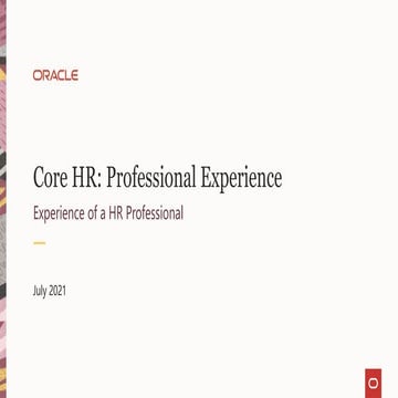 oracle Core HR Professional Experience | PPTX