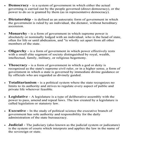 Types of Governments | PDF