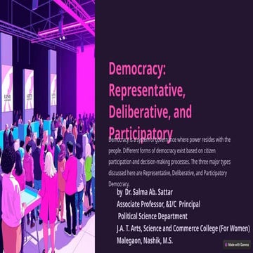 Democracy Representative Deliberative and Participatory | PPTX