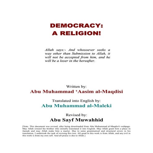 Democracy: A Religion | PDF