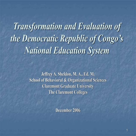 Democratic Republic Of Congo Education System Transformation December ...