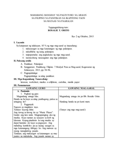 Detailed Lesson Plan in Filipino Grade 8 | PDF