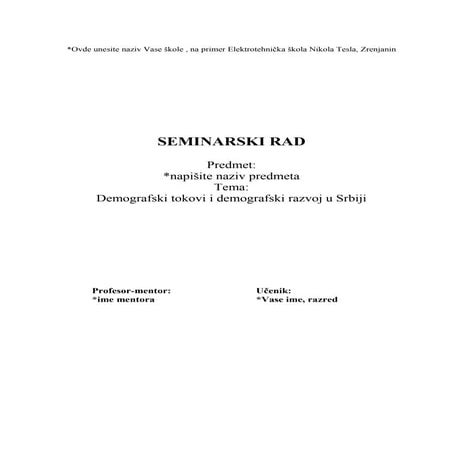 Demografski tokovi i demografski razvoj u srbiji | DOC