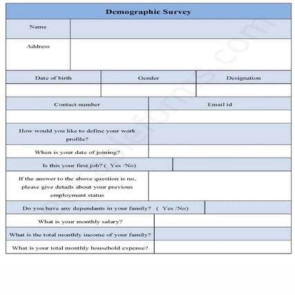 Demographic Survey Fillable PDF Template | PDF