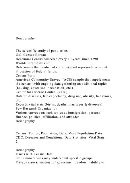 Population Demographics | PDF