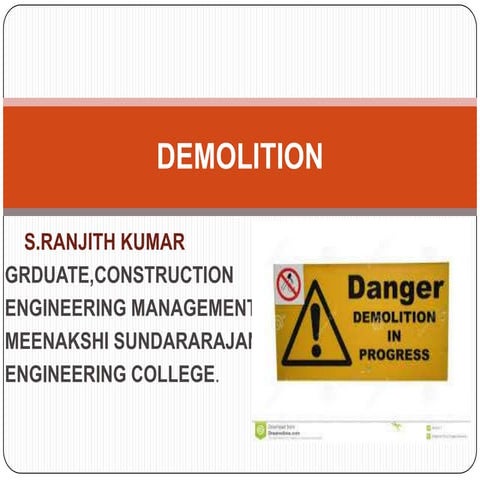Demolition methods and its sequence | PPTX