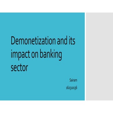 Demonetization and its impact on banking sector | PPTX