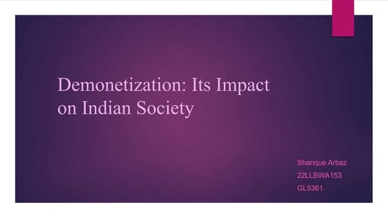Demonetization in India | PPTX