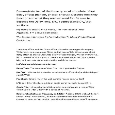 Demonstrate two of the three types of modulated short delay effects | PDF