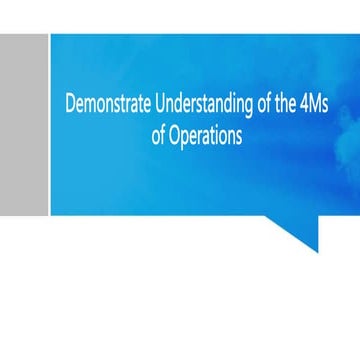 Demonstrate Understanding Of The 4ms Of Operationspptx 