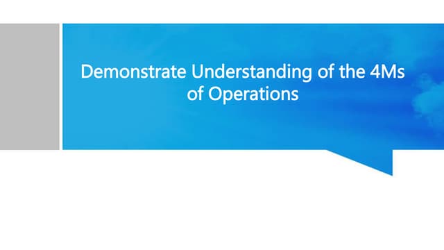 ENTREP MODULE 6 4Ms of Operations in relation to the business ...