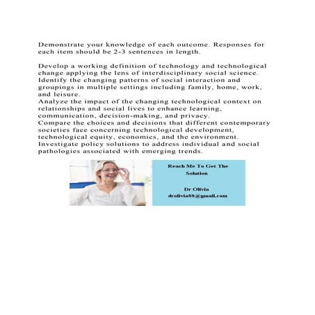 Demonstrate your knowledge of each outcome. Responses for each ite.docx