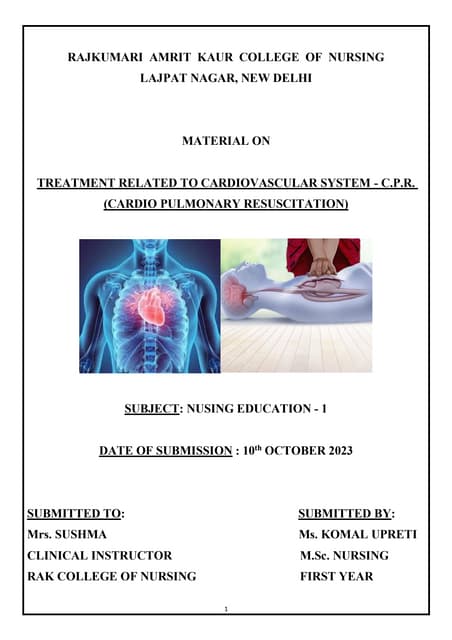 Cardiopulmonary resuscitation(cpr) | PPTX