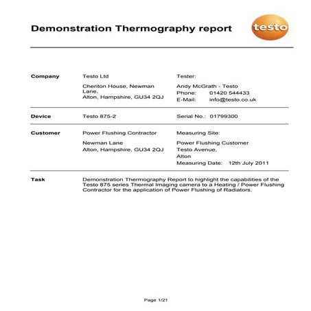 Demonstration thermography report 2 radiator power flushing | PDF