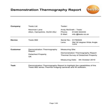 Demonstration thermography report domestic dwelling general | PDF