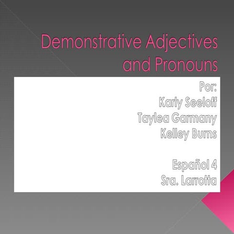 Demonstrative Adjectives And Pronouns | PPT